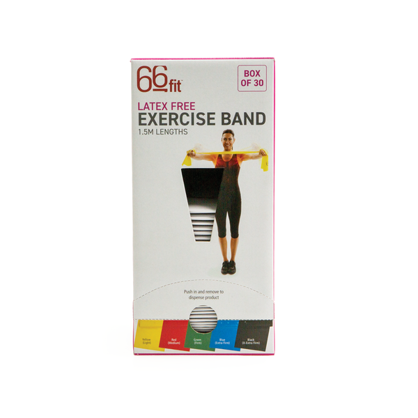 66fit Latex Free Exercise Band – 1.5m Box of 30 - Phoenix Physio Supplies